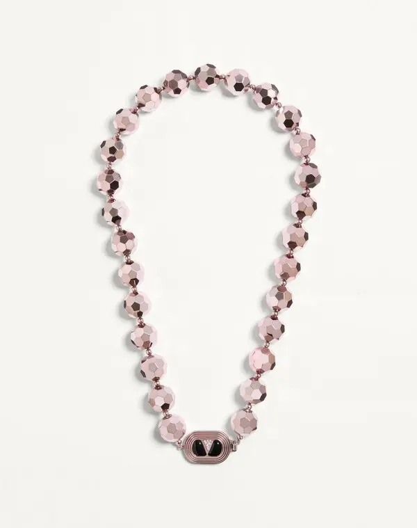 Valentino Garavani Ovalette Necklace - Pink/black"""